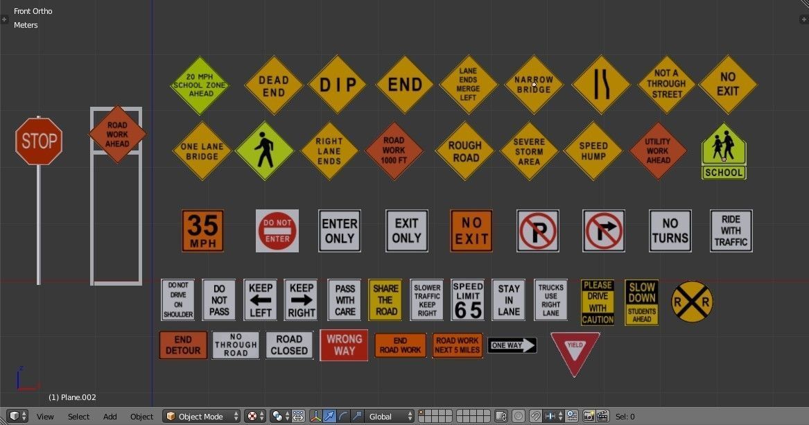 3D model Road Signs Collection with Textures - US Signs Set - 50 Items ...