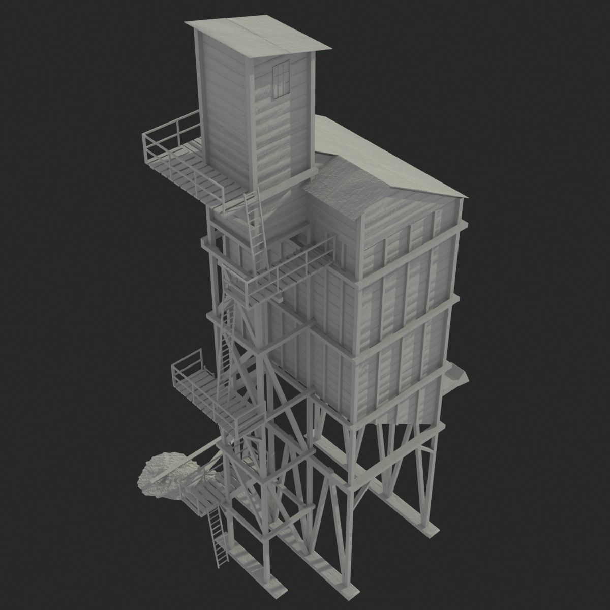 Old coal wooden tipple 3D model | CGTrader