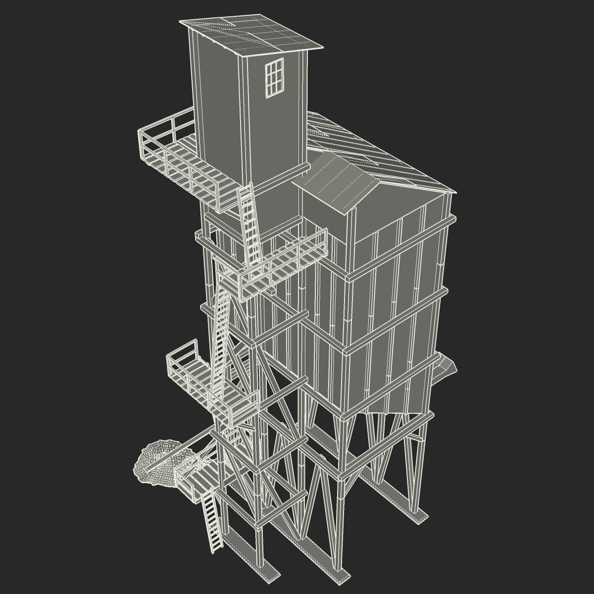 Old coal wooden tipple 3D model | CGTrader