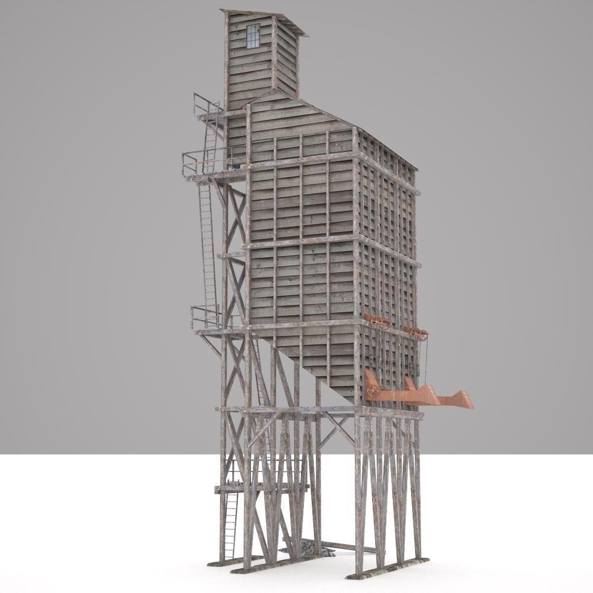 Old coal wooden tipple 3D model | CGTrader