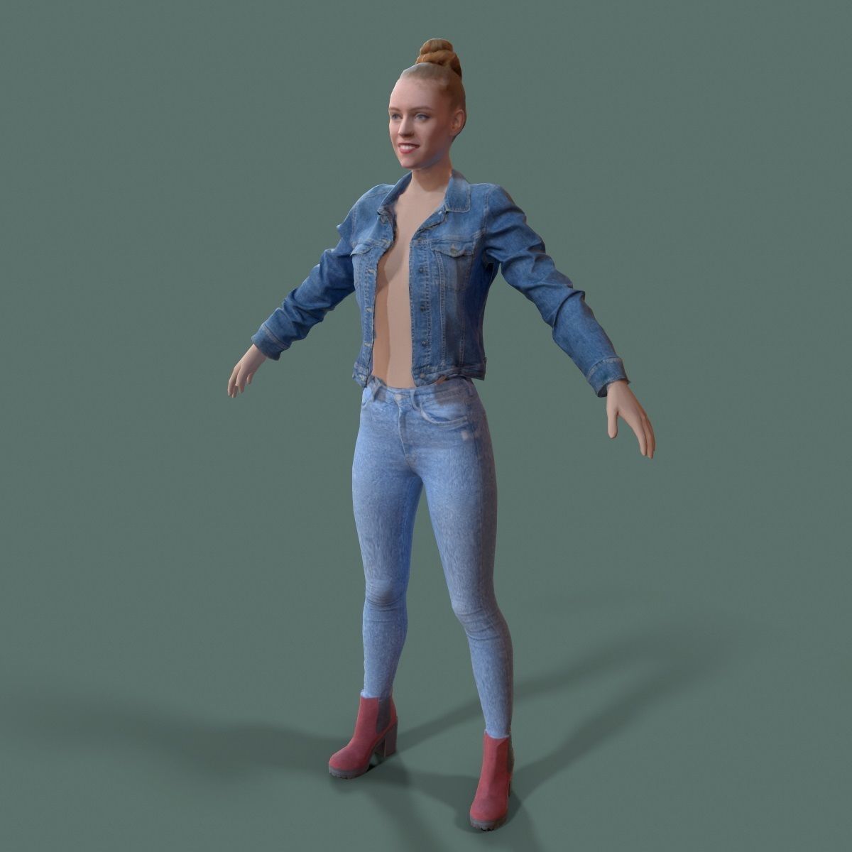 3D model Rigged Jeans Girl Walking Animation VR / AR / low-poly rigged ...