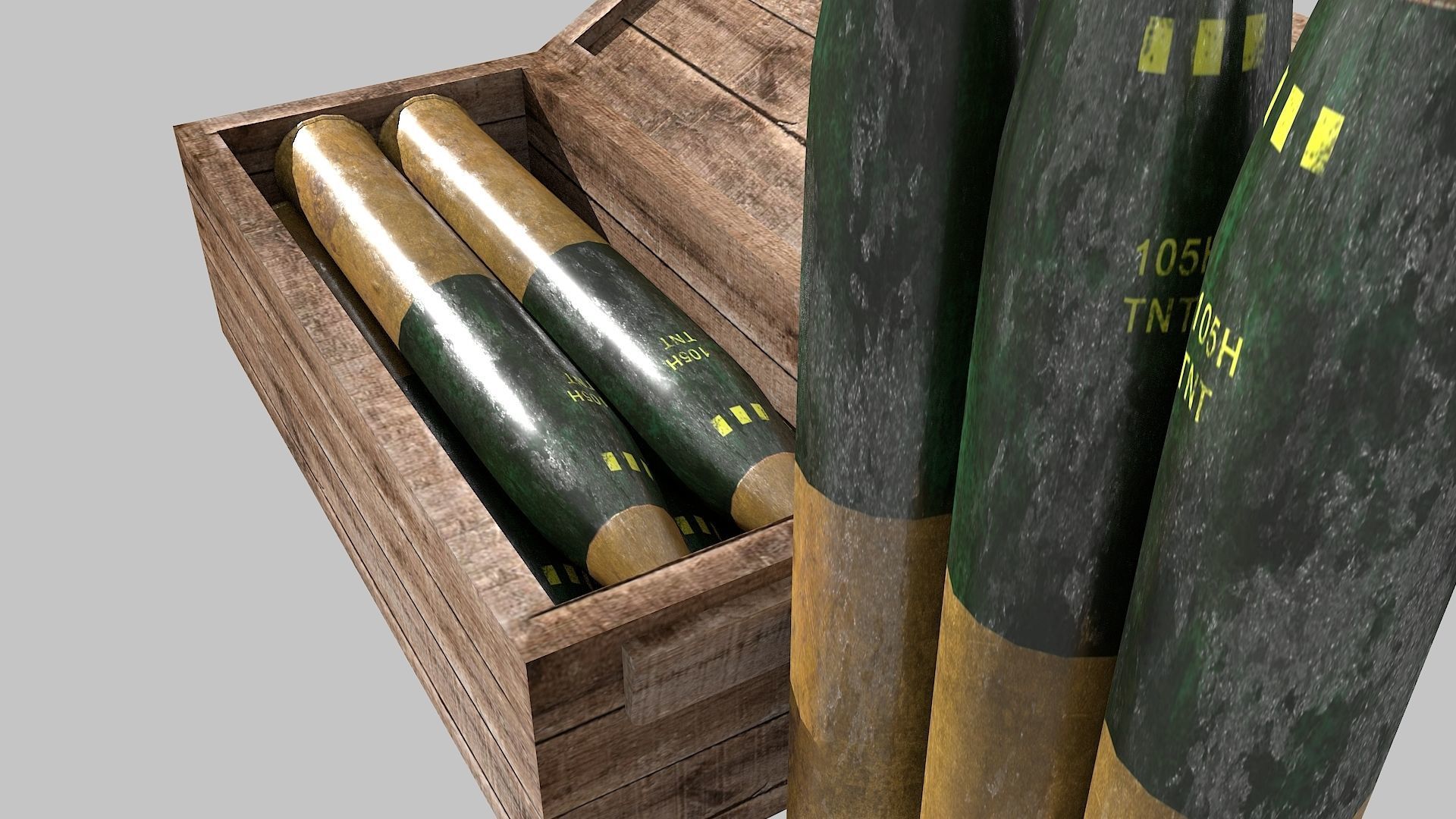 3D model 105mm Ammunition pack VR / AR / low-poly | CGTrader