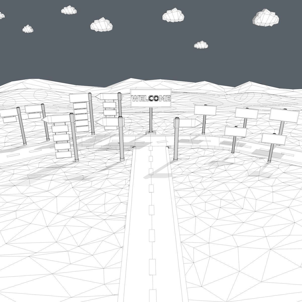 Cartoon Road Scene 3D model | CGTrader