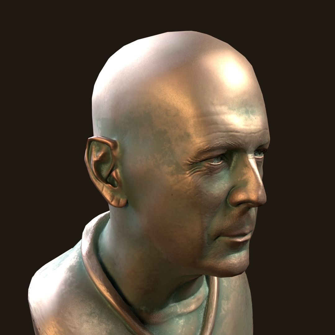 3D model Bruce Willis bronce bust VR / AR / low-poly | CGTrader