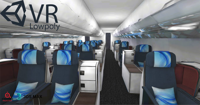 3D model airplane A330-300 interior kit Unity3d VR / AR / low-poly ...