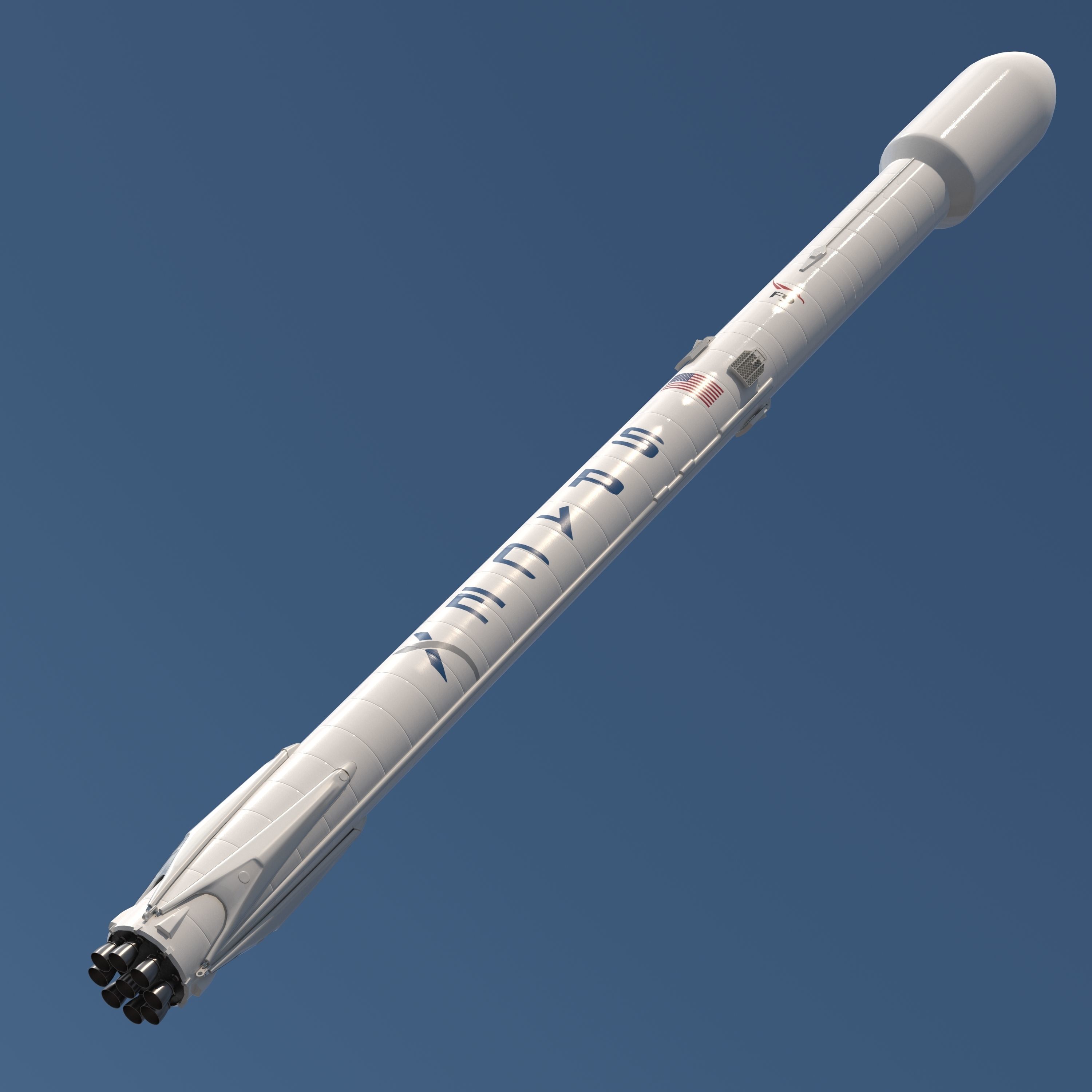 3D model Falcon 9 Space X print VR / AR / low-poly rigged animated ...