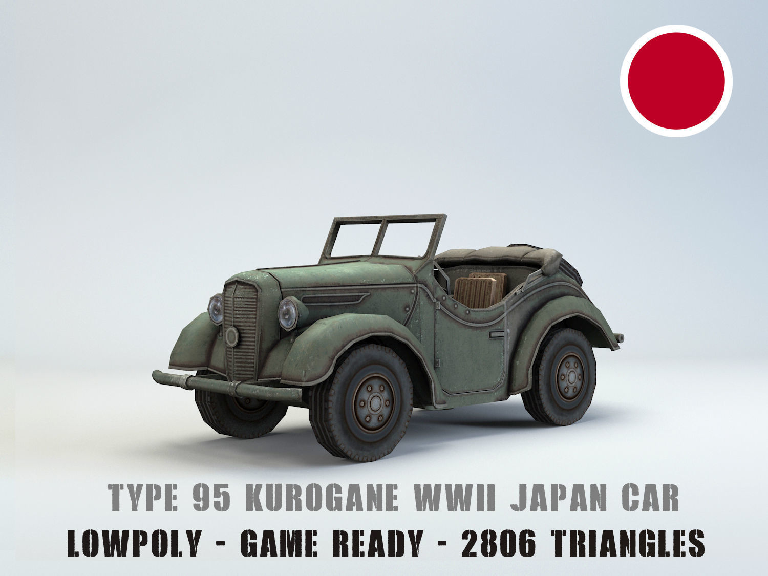 3D model Low Poly Type 95 Kurogane car VR / AR / low-poly | CGTrader