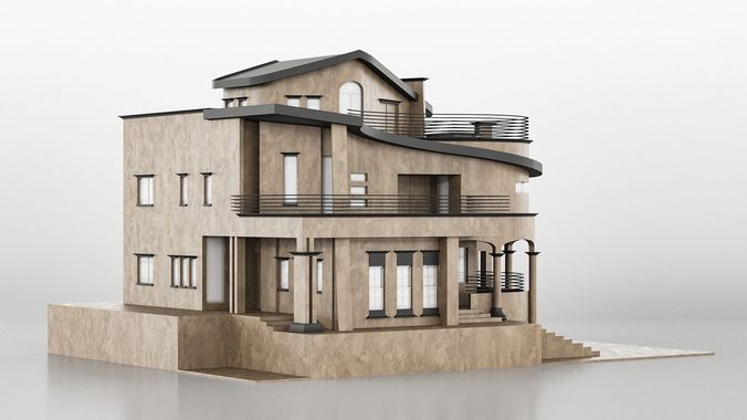 3D model Three Story House VR / AR / low-poly | CGTrader