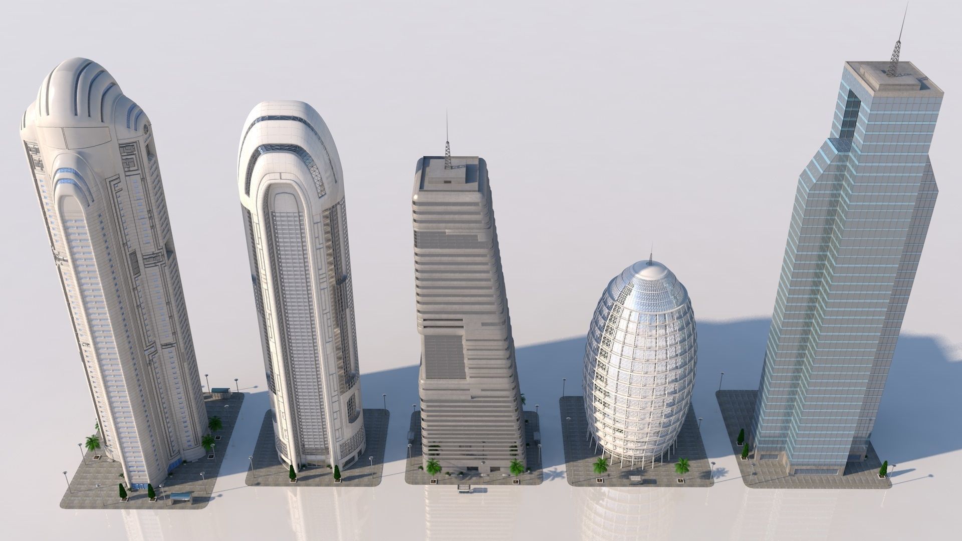 futuristic skyscrapers 3D model | CGTrader