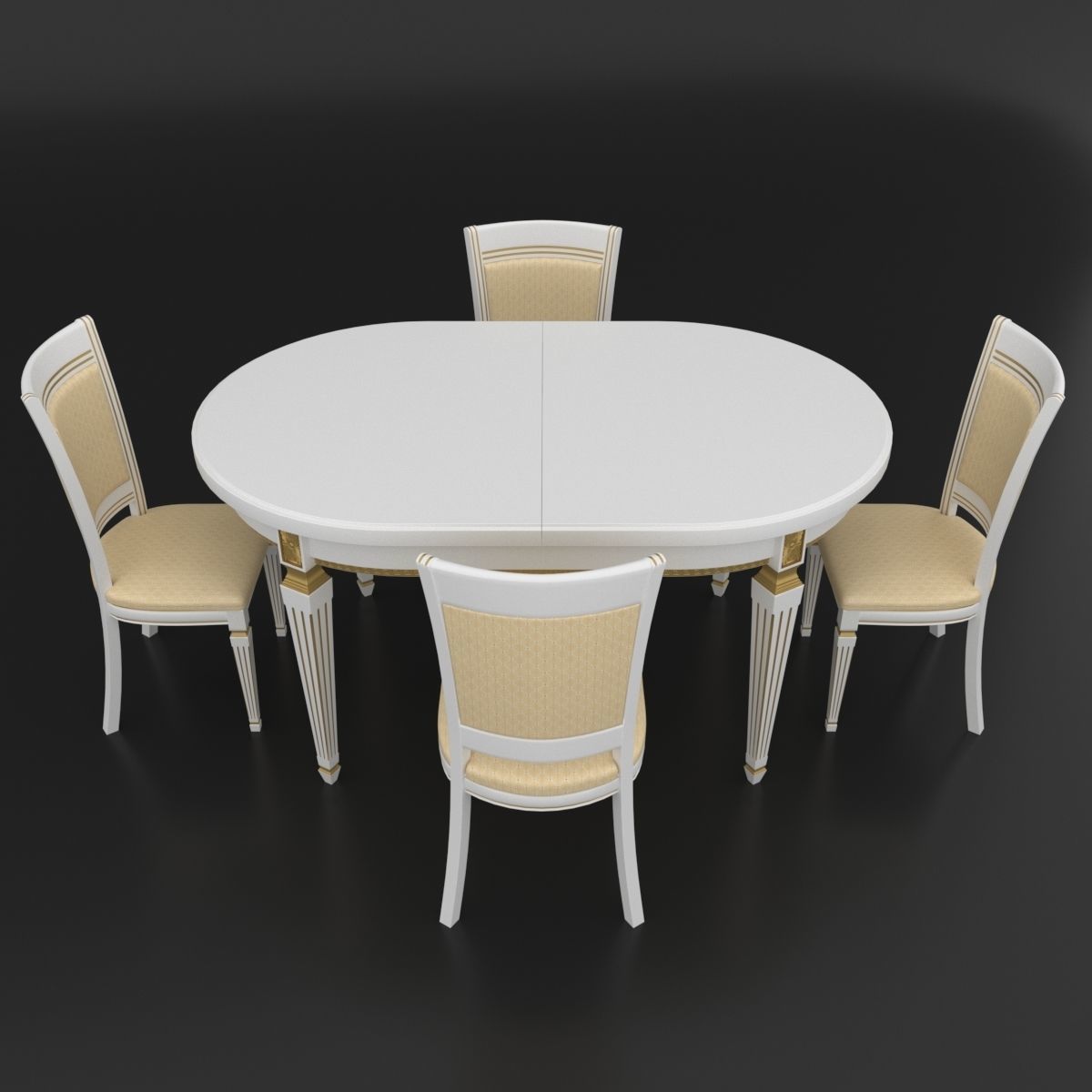 Dining set of classical design Nike Avorio table and chairs 3D model ...