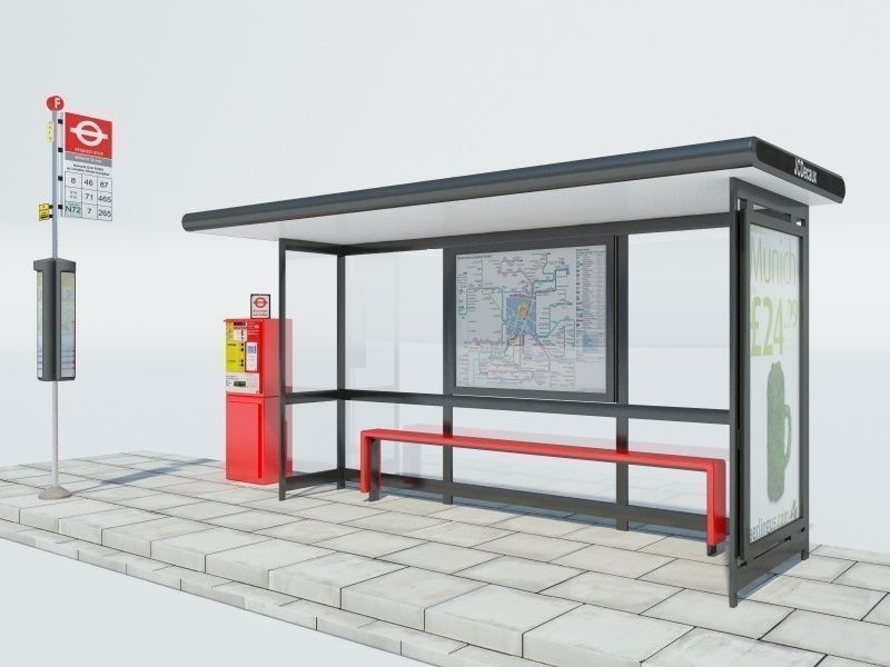 London Bus Stop 1 3D model | CGTrader