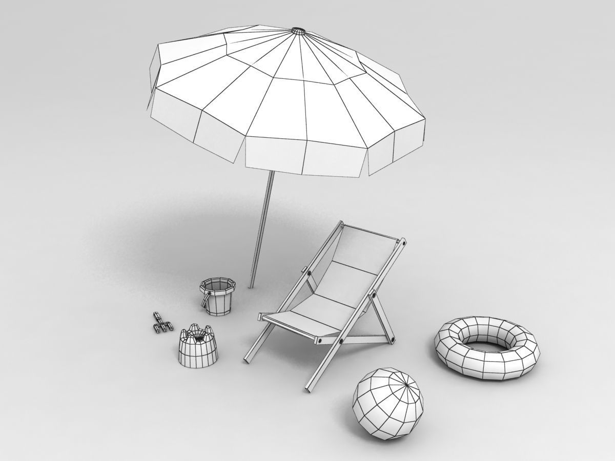 3D model Beach props pack VR / AR / low-poly | CGTrader