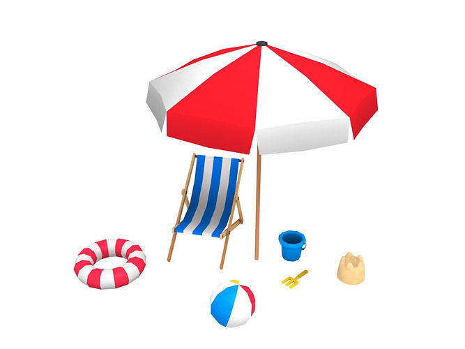 3D model Beach props pack VR / AR / low-poly | CGTrader