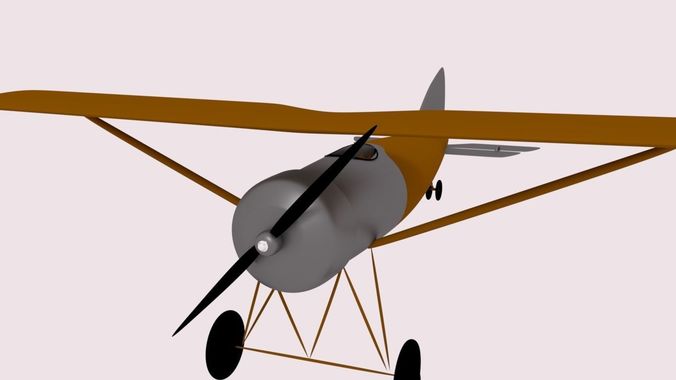 3D model WWI-Plane 3d model Low-Poly biplane flying in sky VR / AR ...