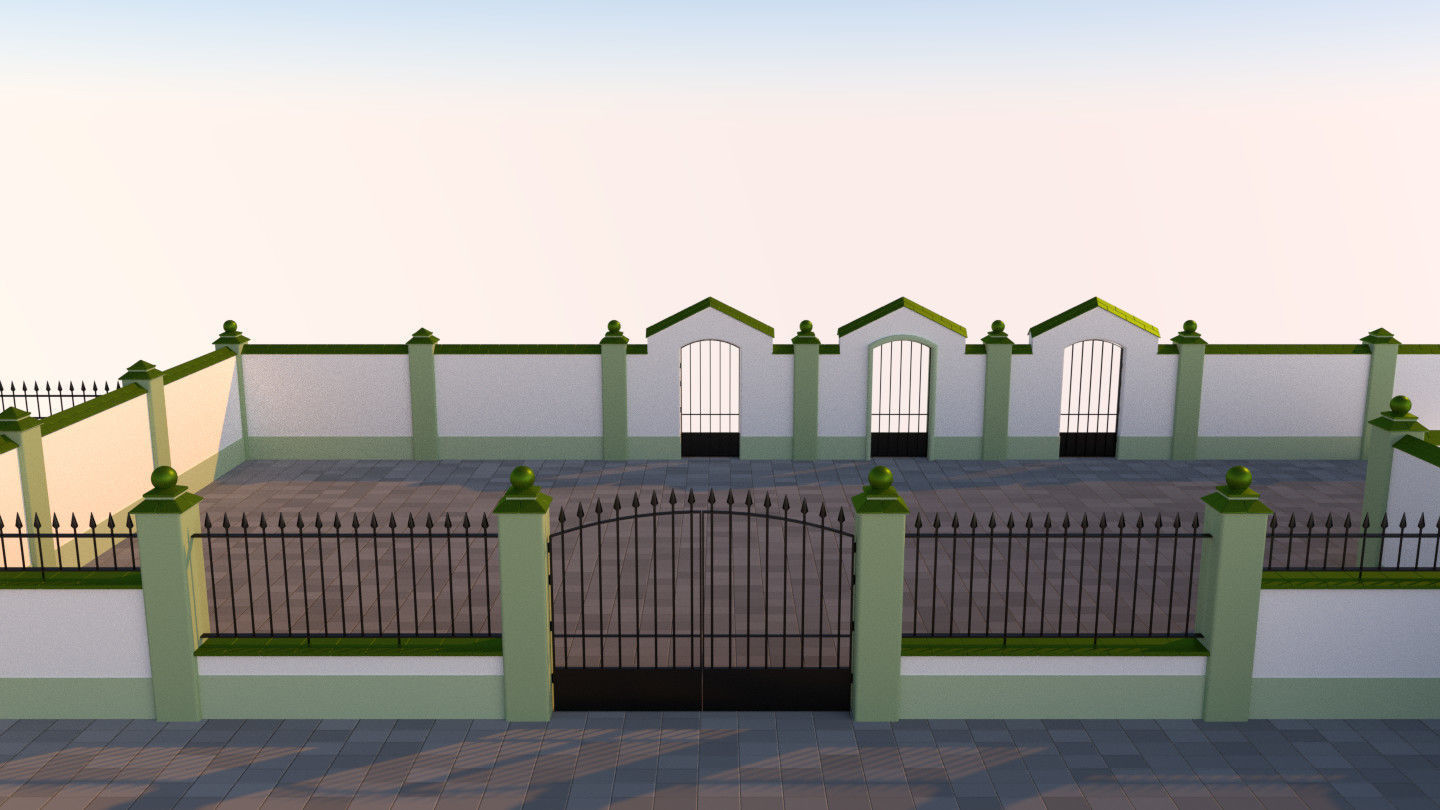 Modular fences gates and walls 3D model | CGTrader