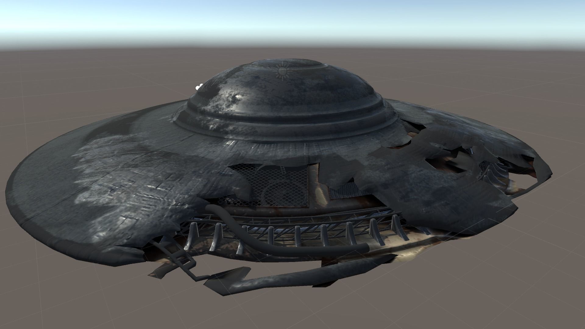 3D model Damaged UFO Plate Space Ship Spaceship VR / AR / low-poly ...