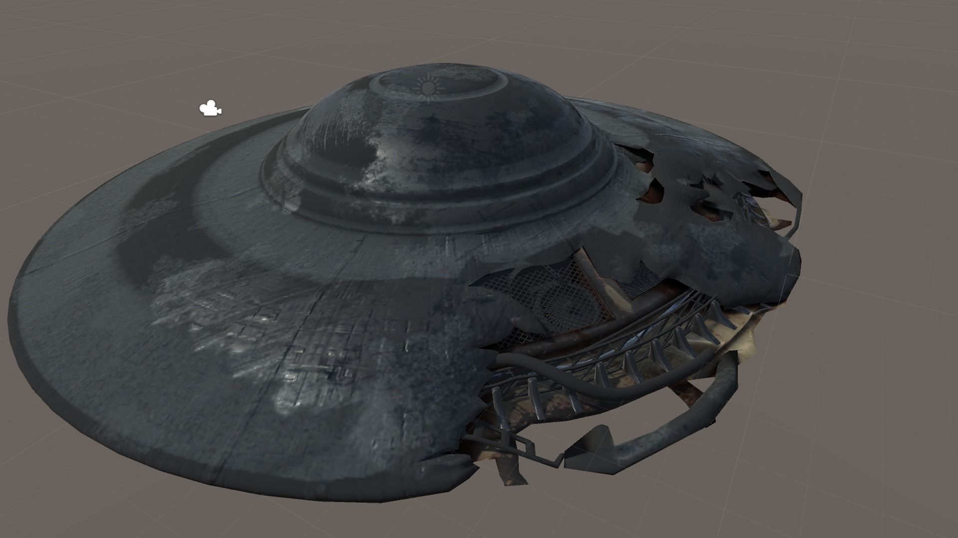 3D model Damaged UFO Plate Space Ship Spaceship VR / AR / low-poly ...