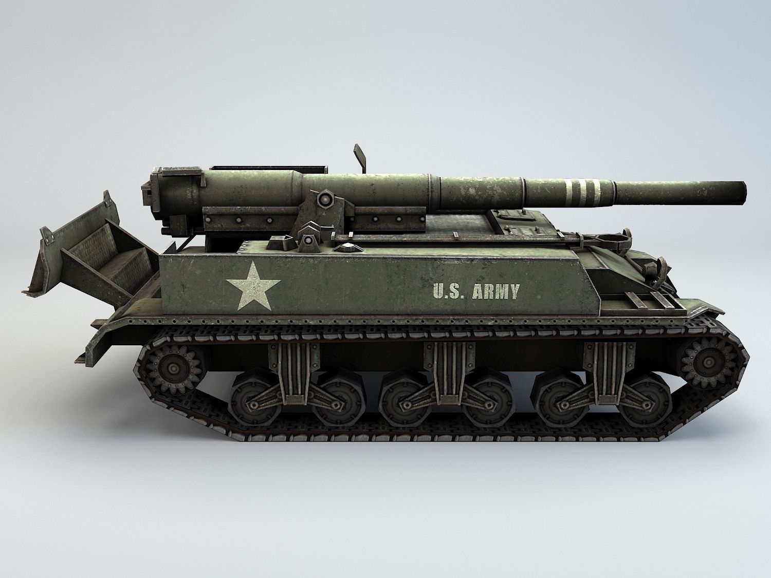 3D model Low Poly M12 Gun Motor Carriage VR / AR / low-poly | CGTrader