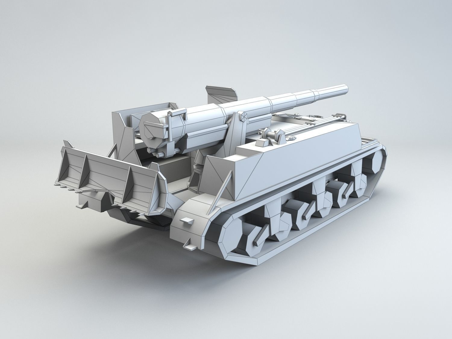 3D model Low Poly M12 Gun Motor Carriage VR / AR / low-poly | CGTrader