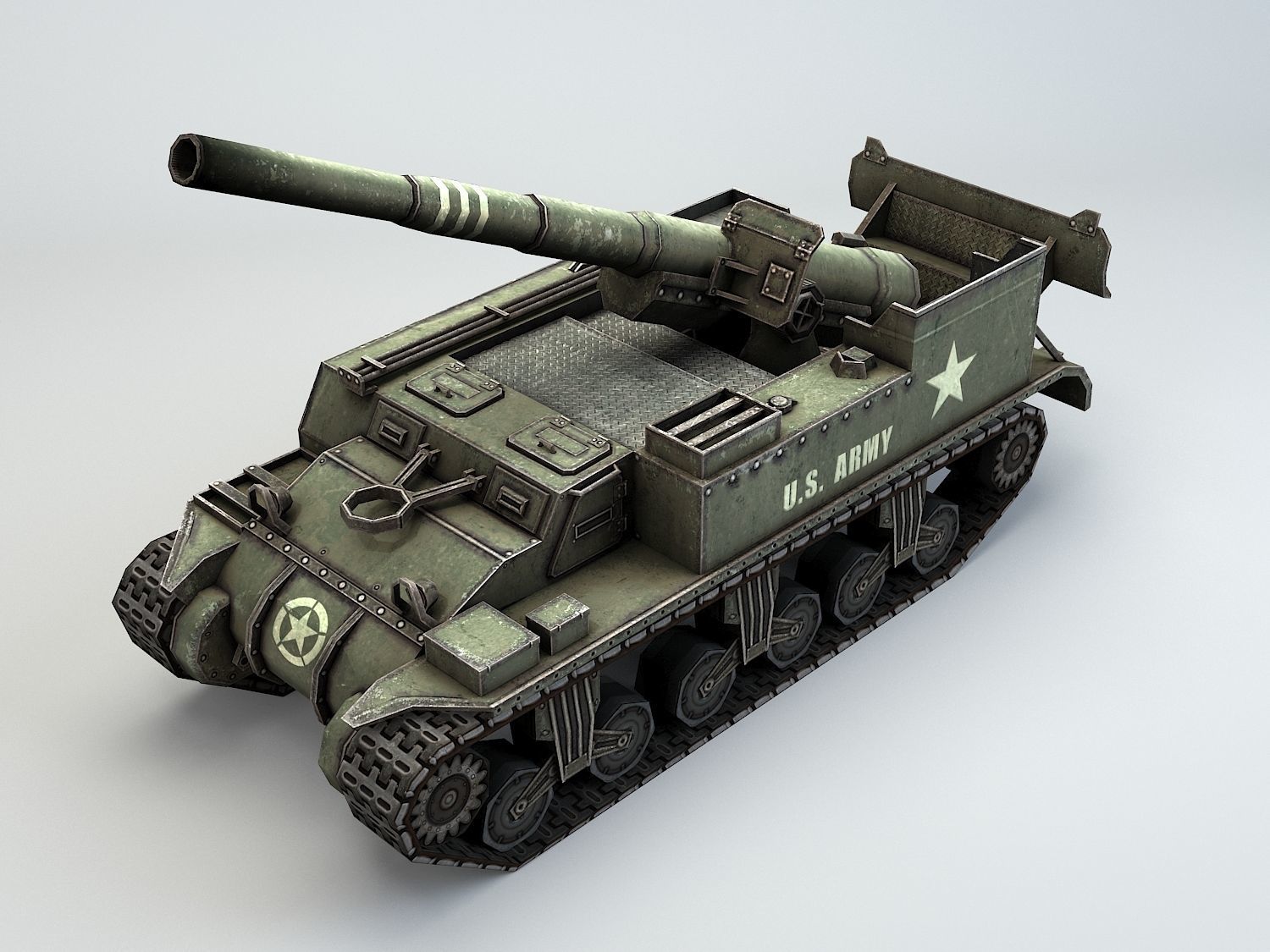 3D model Low Poly M12 Gun Motor Carriage VR / AR / low-poly | CGTrader