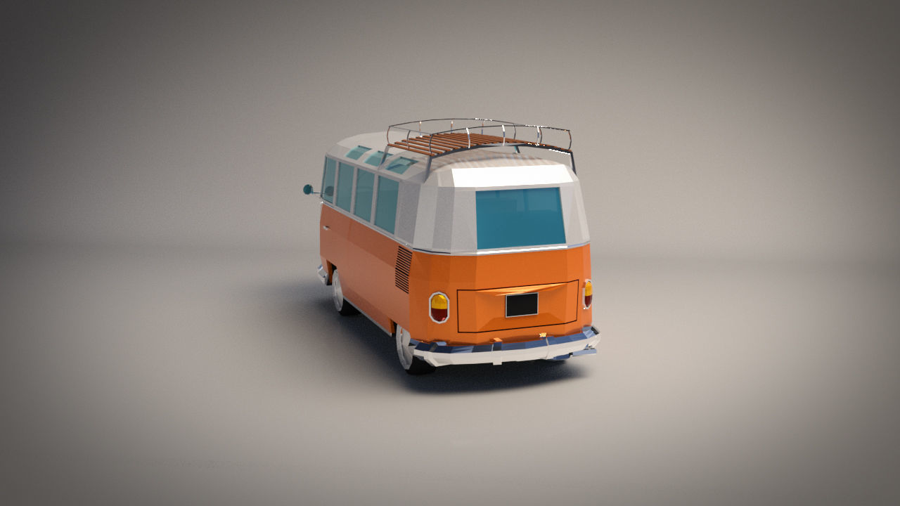 3D model Low-Poly Cartoon VW Transporter Bus VR / AR / low-poly | CGTrader