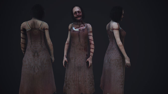 3D model Super creepy female horror enemy AAA VR / AR / low-poly rigged ...