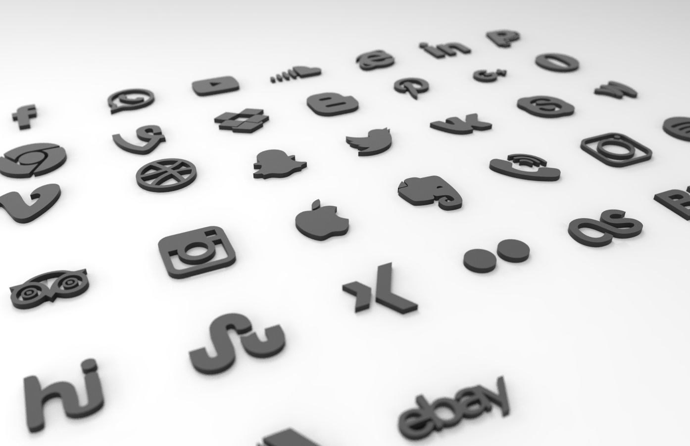 Social media icons 3d model 3D model | CGTrader