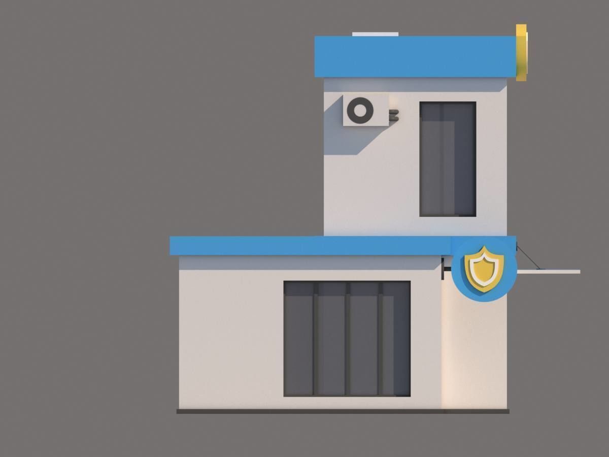 3D model Cartoon Low Poly Police Station Building VR / AR / low-poly ...