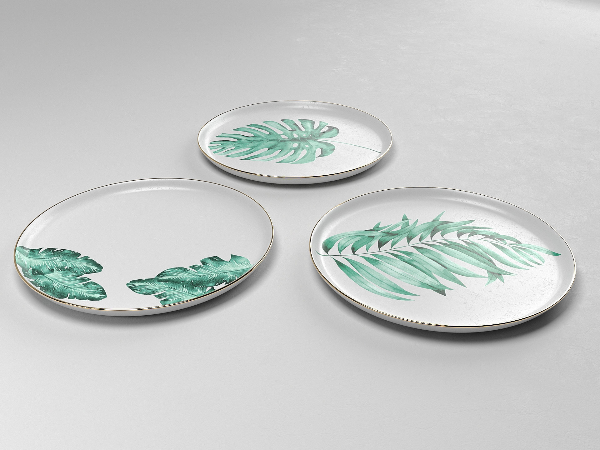 Tropical Set Plates free 3D model | CGTrader