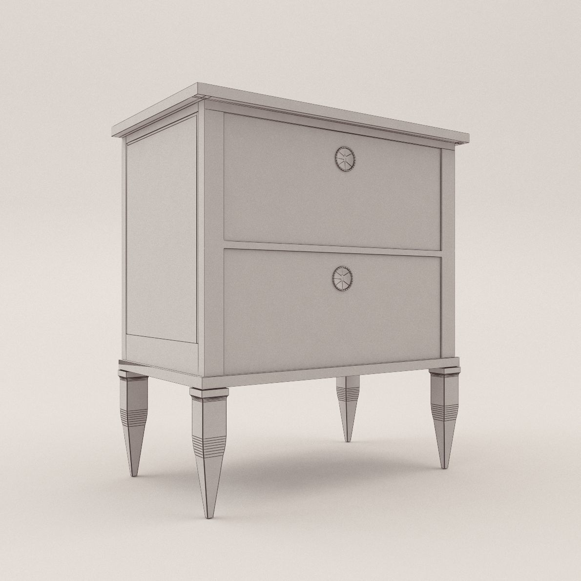 Small commode in classicistic style - Newly painted on softwood 3D ...