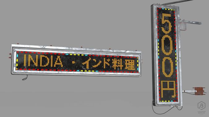 3D model Game Ready Japanese Signs Set Neon Signs Sign Led Medium VR ...