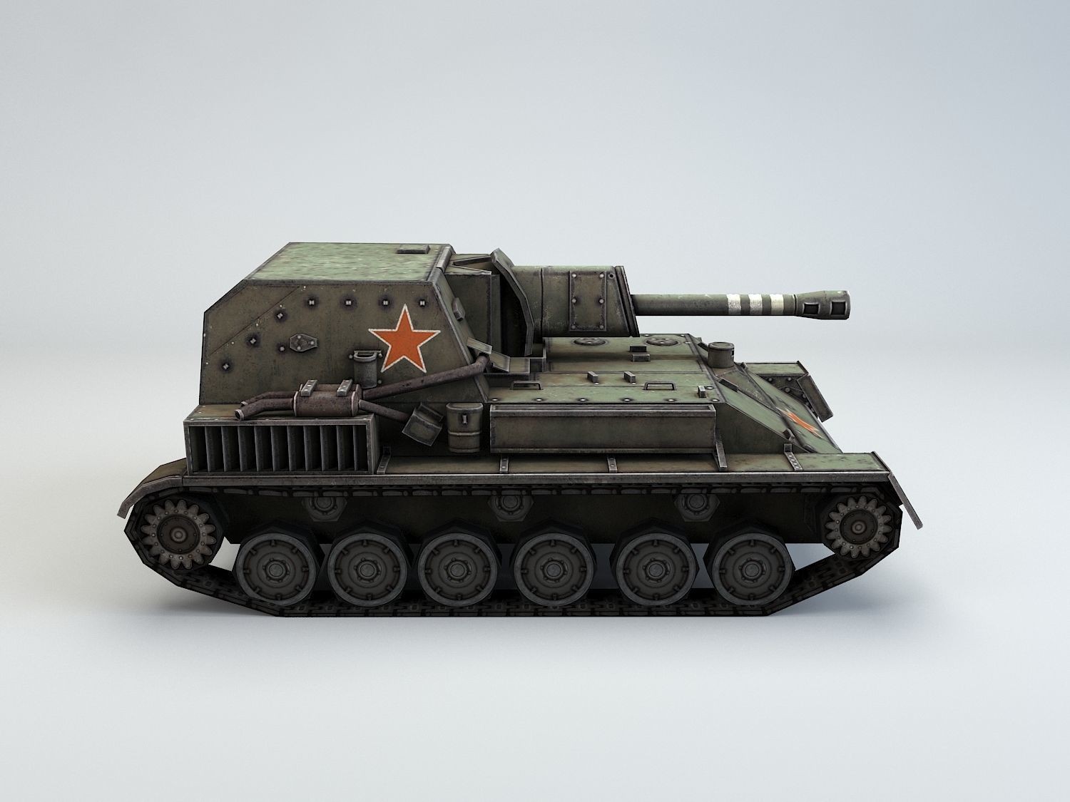 3D model Low Poly SU-76 tank destroyer VR / AR / low-poly | CGTrader