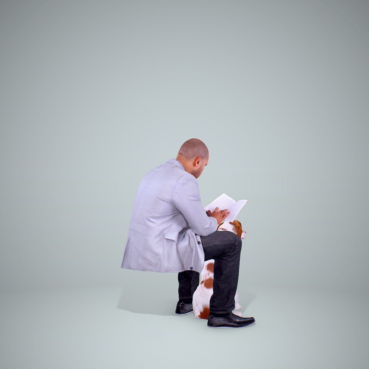 Man with Dog Sitting Reading Book CMan0222-HD2-O01P01-S 3D model | CGTrader