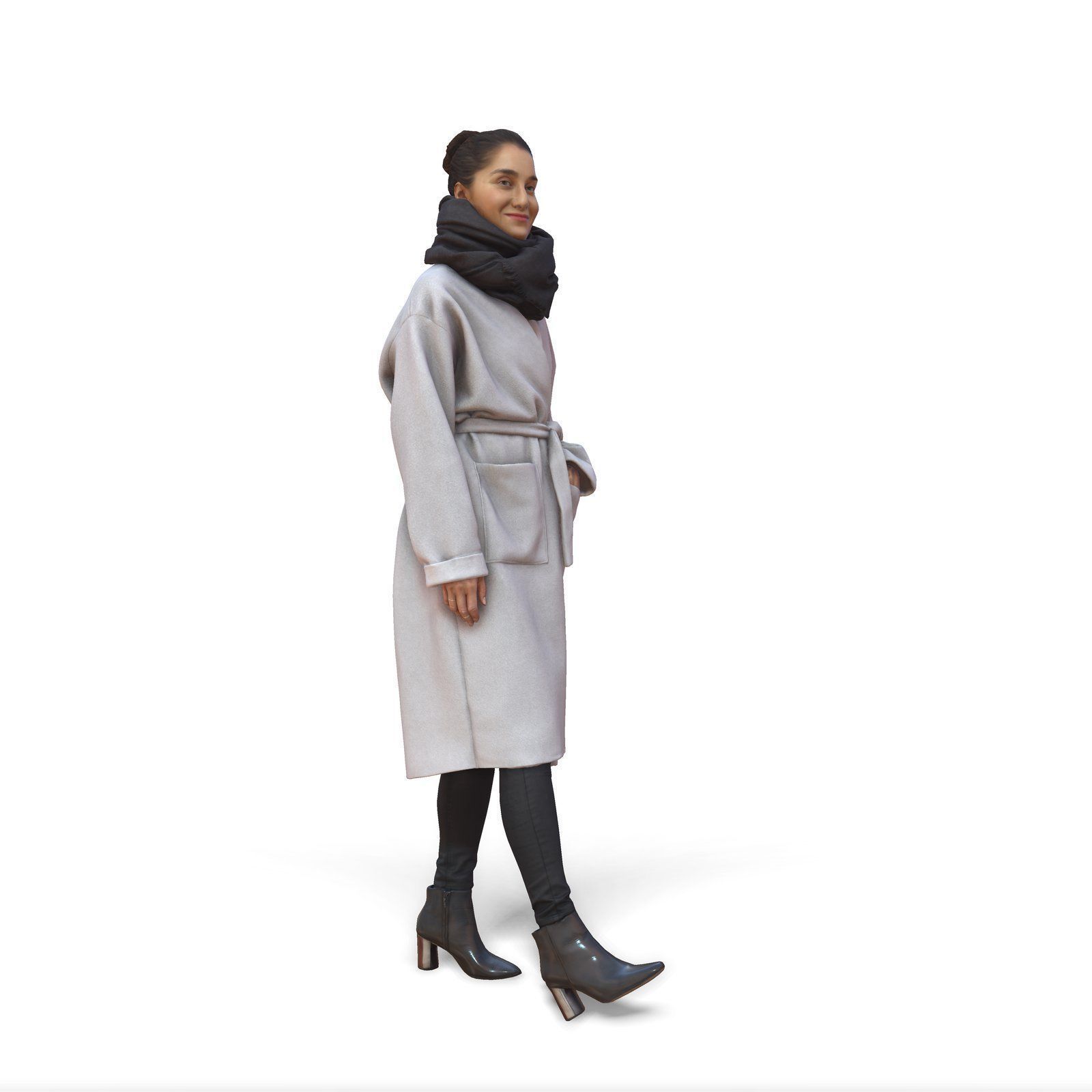 Woman with Classic Coat CWom0343-HD2-O02P01-S 3D model | CGTrader
