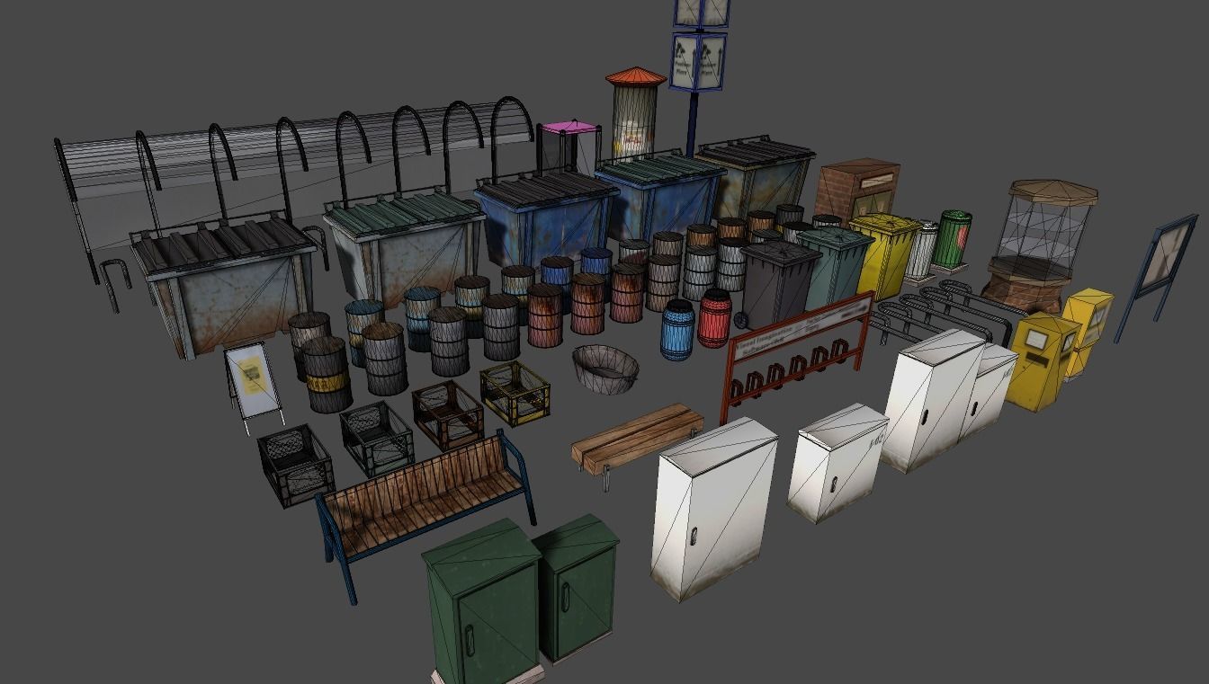 3D model City props collection VR / AR / low-poly | CGTrader
