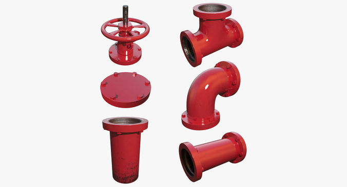 Red Painted Pipe Collection 3D model | CGTrader