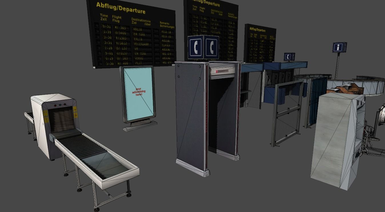 3D model Airport terminal props VR / AR / low-poly | CGTrader