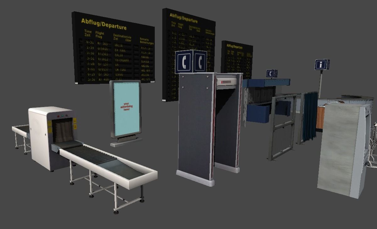 3D model Airport terminal props VR / AR / low-poly | CGTrader