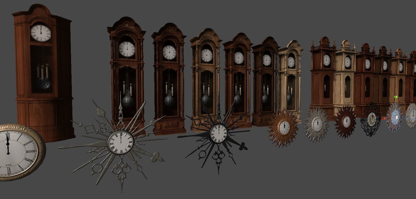 3D model Clocks collection wall clock with roman numerals VR / AR / low ...