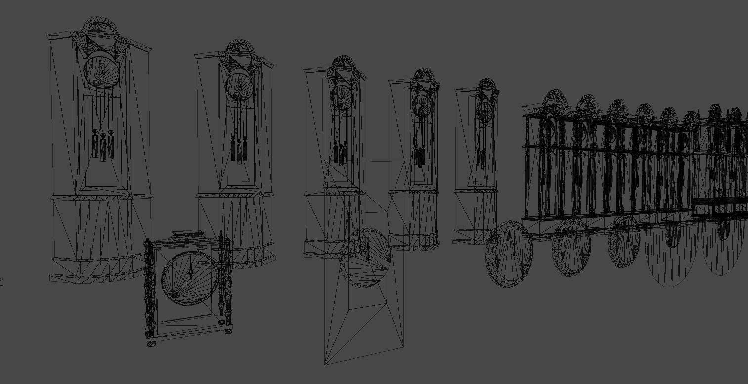 3D model Clocks collection wall clock with roman numerals VR / AR / low ...