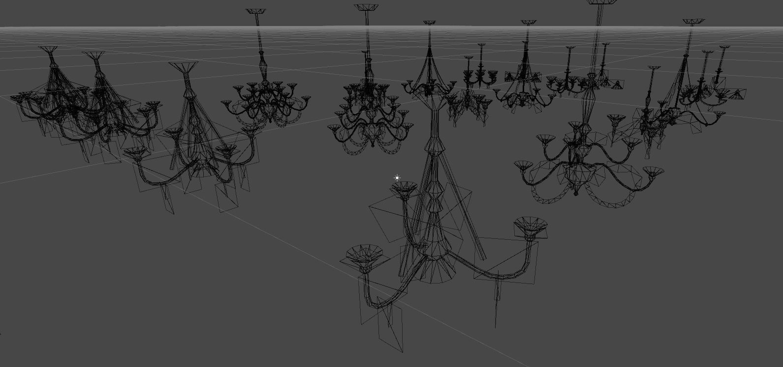 3D model Low-Poly Lamps collection chandelier on concrete wall VR / AR ...