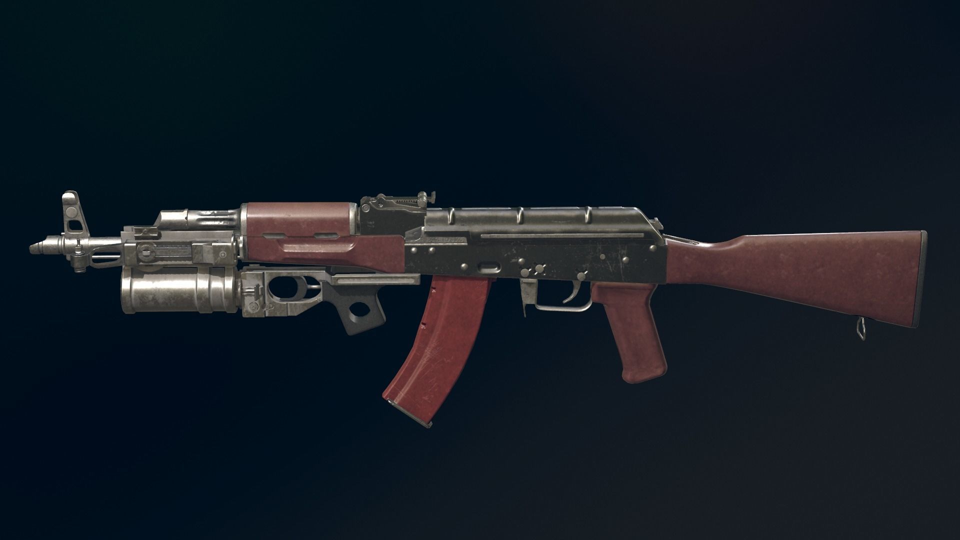 3D model AKM Automatic Rifle equipped with GL25 VR / AR / low-poly ...