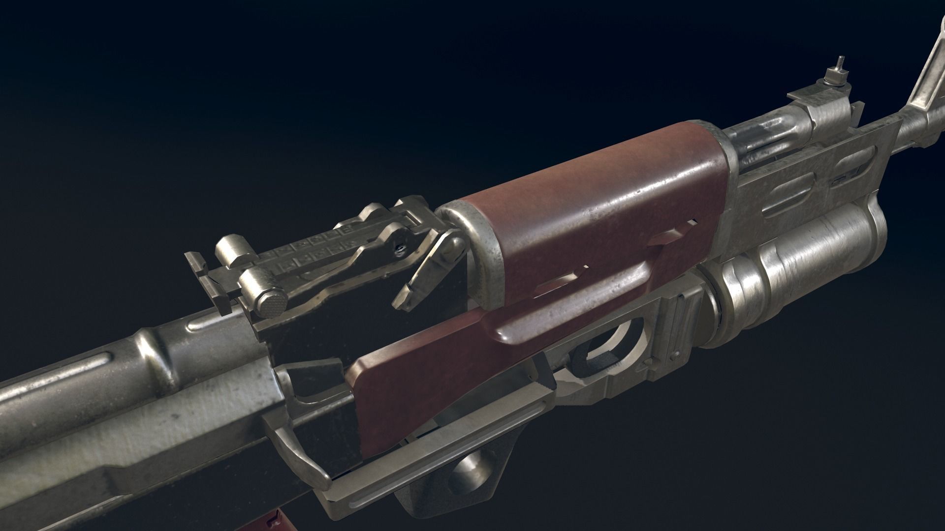 3D model AKM Automatic Rifle equipped with GL25 VR / AR / low-poly ...