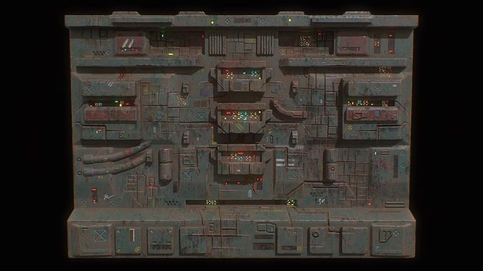 3D model Low poly sci fi facades environment assets VR / AR / low-poly ...