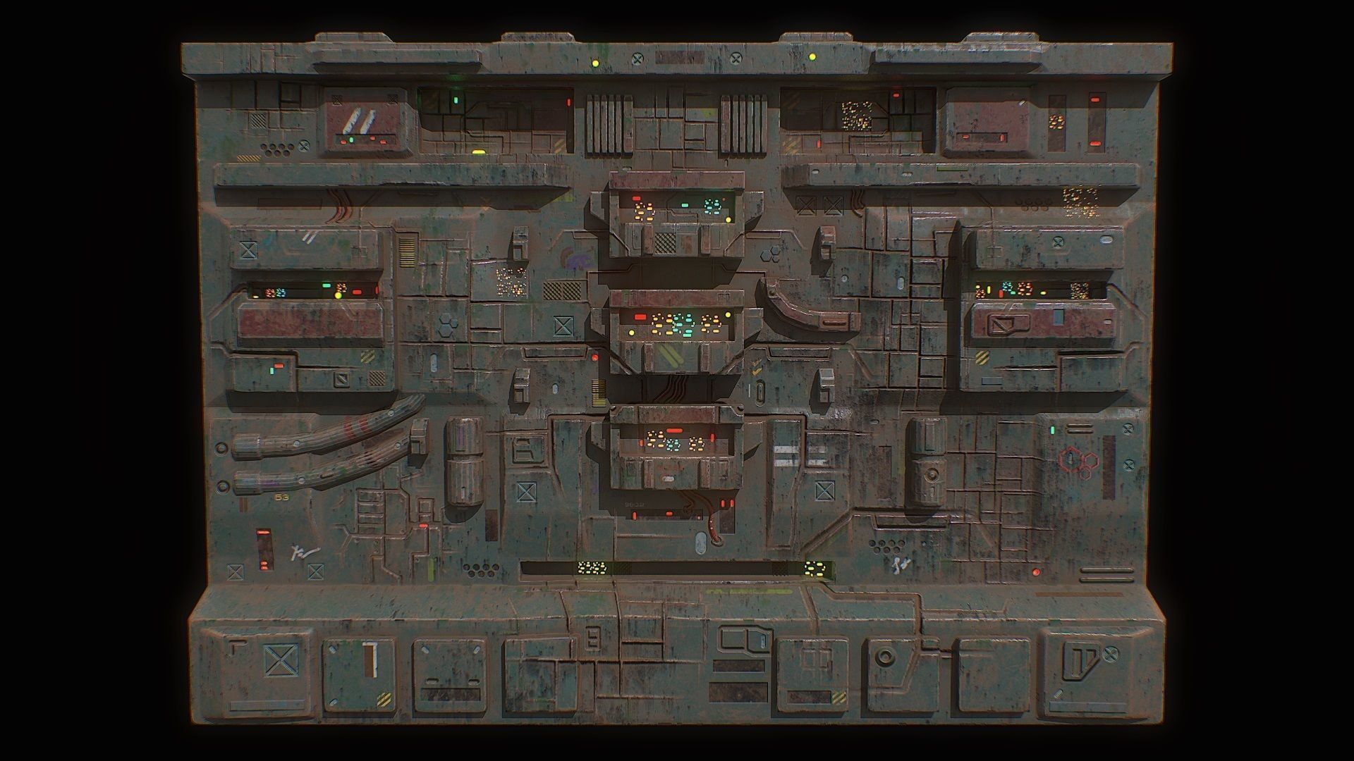 3D model Low poly sci fi facades environment assets VR / AR / low-poly ...