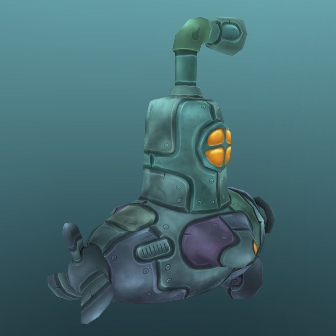 3D model Cartoon submarine with background VR / AR / low-poly rigged ...