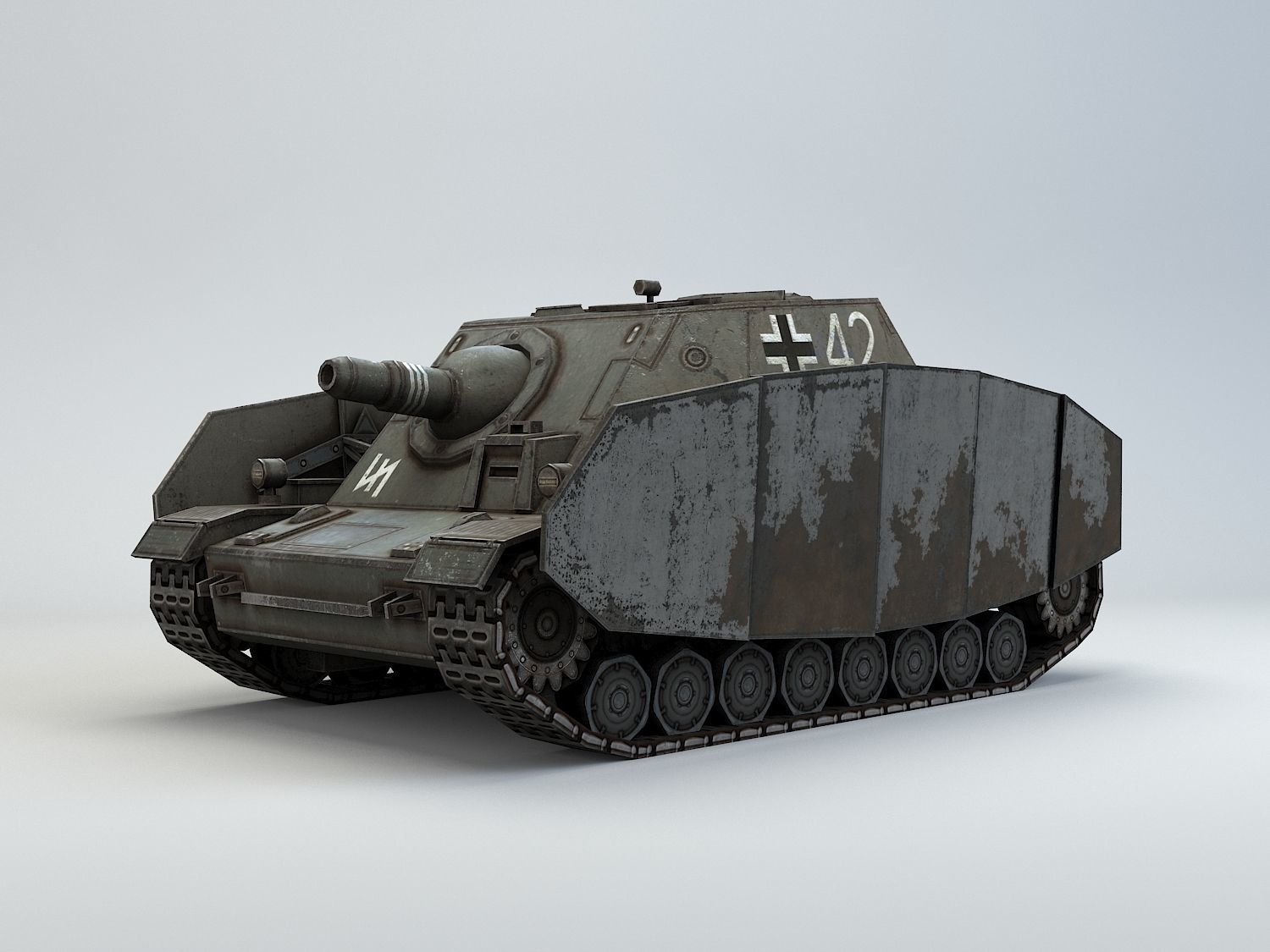 3D model Low poly SdKfz 166 Sturmpanzer Brummbar Early VR / AR / low ...