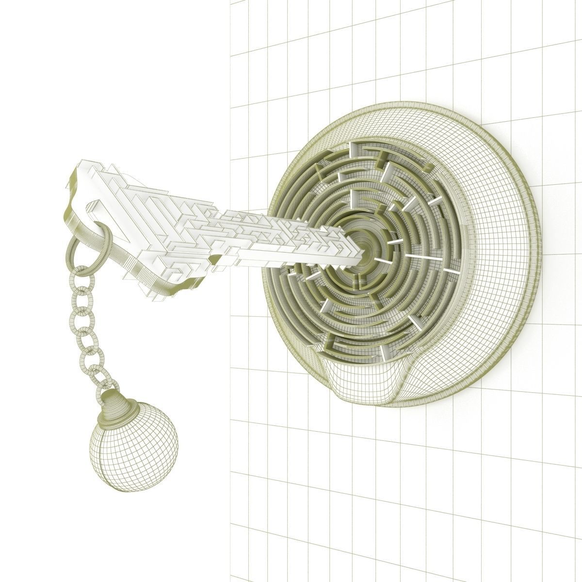 labyrinth key 3D model | CGTrader