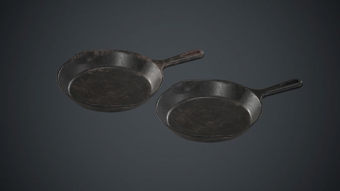 3D model Cast Iron Frying Pan PBR Game Ready VR / AR / low-poly | CGTrader
