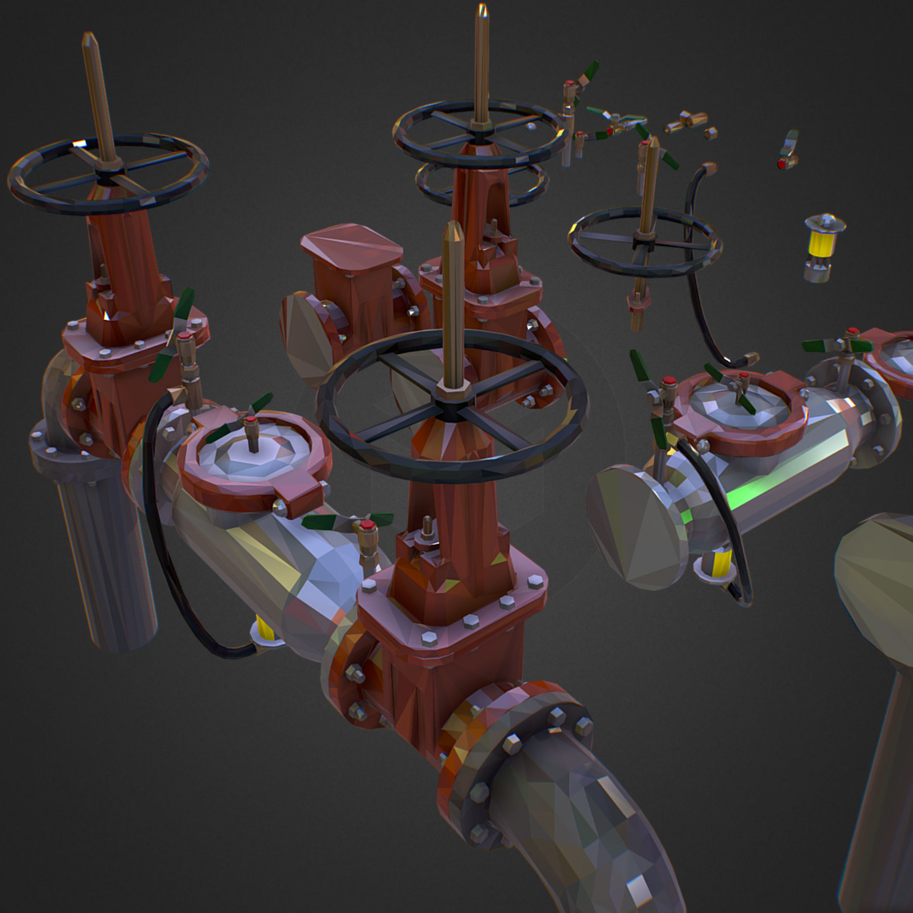 3D model Low Poly ART Backflow Water Pipe Constructor VR / AR / low ...